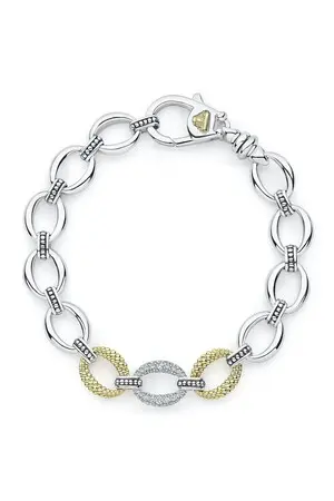 Lagos Caviar Lux Single Station Diamond Link Bracelet - Gold