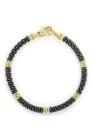 Lagos Black Caviar Ceramic Beaded Bracelet With 18k Stations - Gold