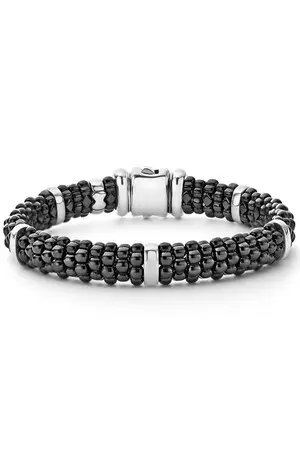 Lagos Caviar Ceramic And Sterling Silver Bracelet - Black