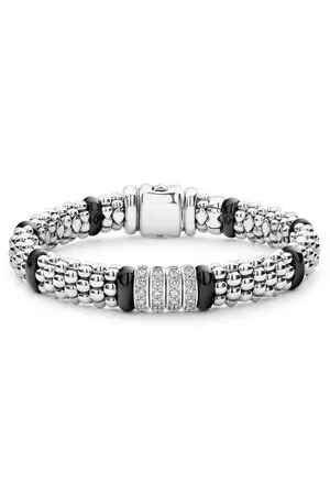 Lagos Caviar Four Station Diamond Bracelet - Black