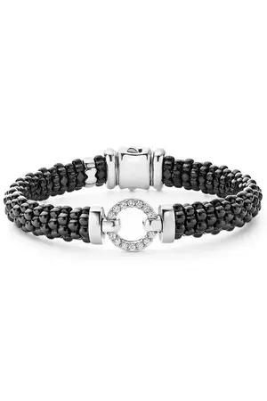 Lagos Caviar Diamond Circle Bracelet - Black