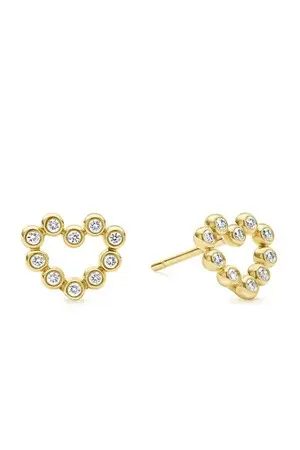 Lagos Ksl 18k Diamond Heart Stud Earrings - Gold