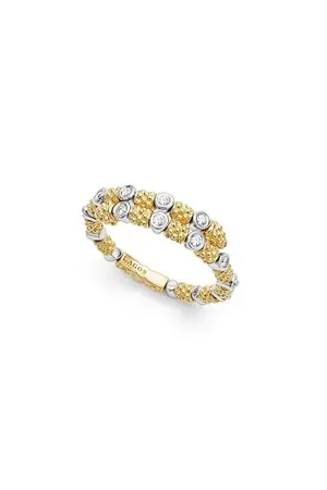 Lagos Signature Caviar Diamond And 18k Band Ring - Gold