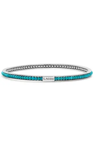 Lagos Caviar Icon Turquoise Bangle - Silver