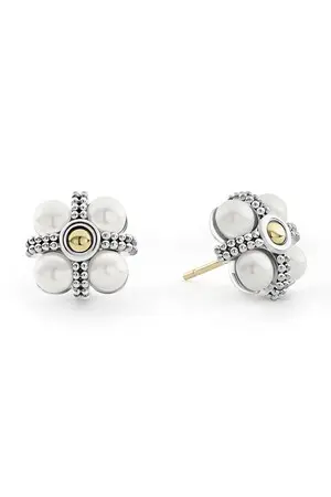 Lagos Luna Caviar Pearl Stud Earrings - Gold
