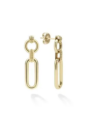 Lagos Signature Caviar 18k Link Drop Earrings - Gold