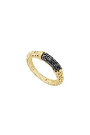 Lagos Caviar Black Diamond Stacking Ring - Gold