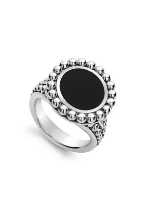 Lagos Maya Onyx Circle Ring - Silver