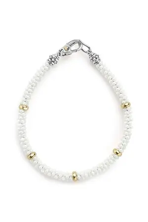 Lagos White Caviar And Station Bracelet - Gold