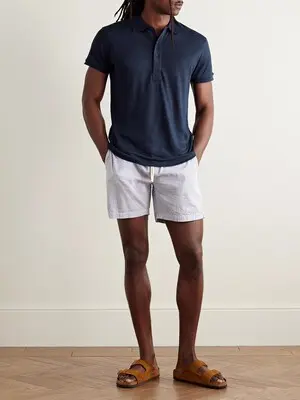 Orlebar Brown Sebastian Slim-fit Linen-jersey Polo Shirt - Blue