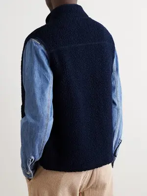 DRAKE'S Logo-embroidered Wool-blend Fleece Gilet