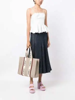 Chloé Woody Linen Tote Bag - Neutrals