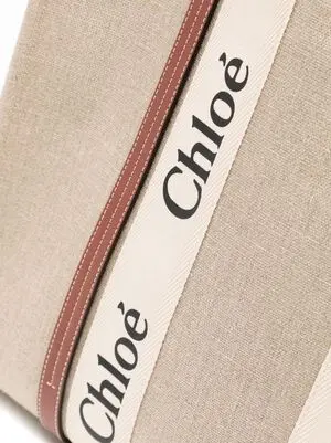Chloé Woody Linen Tote Bag - Neutrals