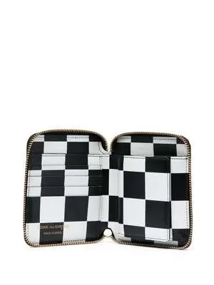 Comme Des Garçons Check-print Leather Wallet - Black