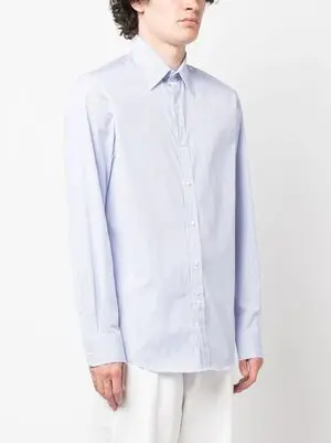 Ralph Lauren Purple Label Striped Cotton Shirt - Blue
