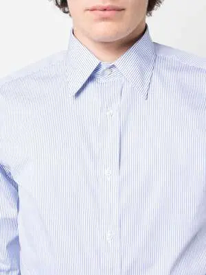 Ralph Lauren Purple Label Striped Cotton Shirt - Blue