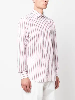 BARBA NAPOLI Stripe-print Cotton Shirt - Red