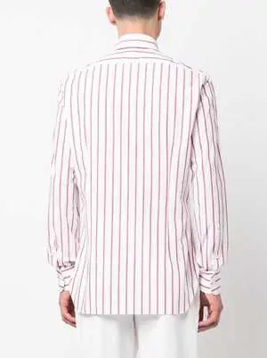 BARBA NAPOLI Stripe-print Cotton Shirt - Red