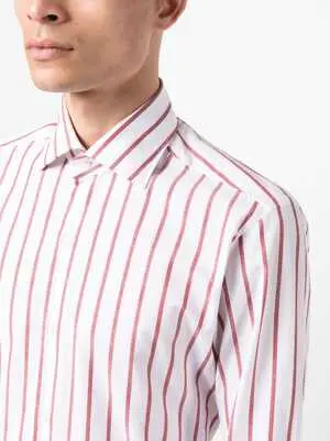 BARBA NAPOLI Stripe-print Cotton Shirt - Red