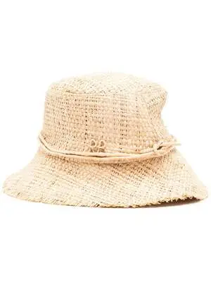 RUSLAN BAGINSKIY Ruslan Baginskiy Logo Patch Straw Bucket Hat