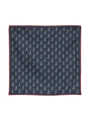 Brunello Cucinelli Anchor-print Silk Scarf Blue