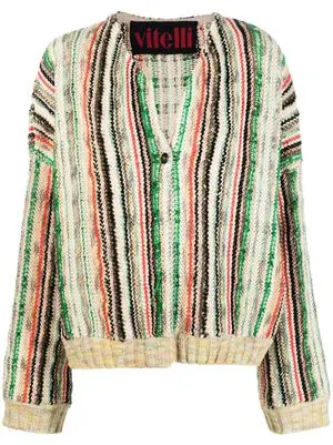 VITELLI Striped Knit Cardigan - Red