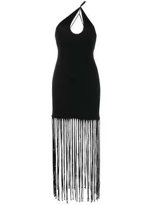 ROTATE BY BIRGER CHRISTENSEN Fringe Detail Cut-out Dress