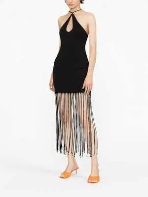 ROTATE BY BIRGER CHRISTENSEN Fringe Detail Cut-out Dress