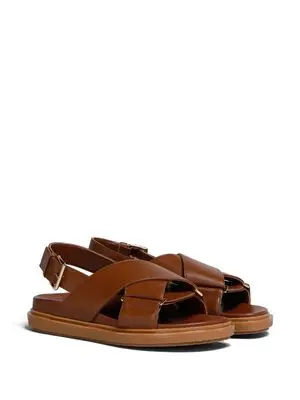 Marni Leather Fussbett Sandals - Brown