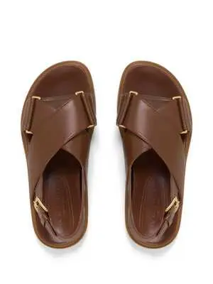 Marni Leather Fussbett Sandals - Brown