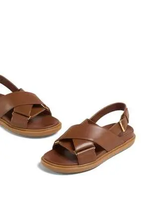 Marni Leather Fussbett Sandals - Brown