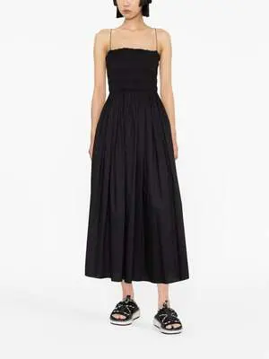 Matteau Shirred-panel Poplin Midi Dress - Black