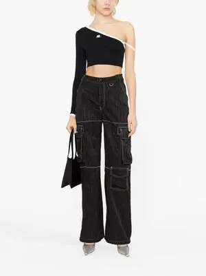 COURREGES One-shoulder Knit Crop Top