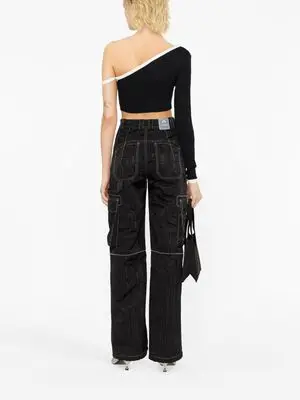 COURREGES One-shoulder Knit Crop Top
