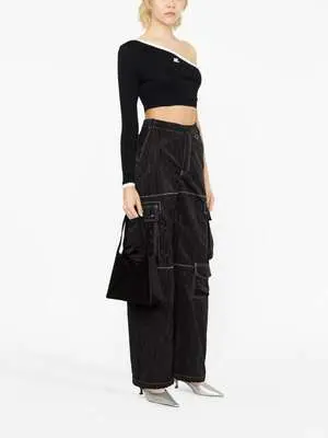 COURREGES One-shoulder Knit Crop Top