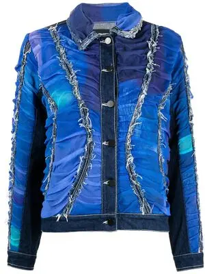Paula Canovas Del Vas Ruched Denim Jacket - Blue