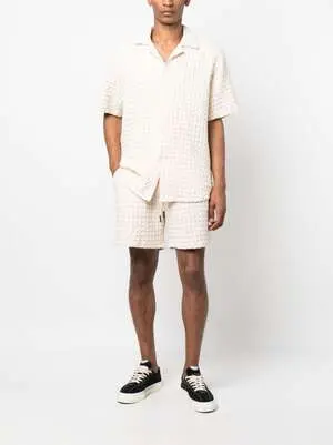 OAS Company Waffle-knit Cotton Shorts - Neutrals