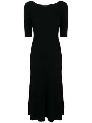 ROBERTO COLLINA Ribbed-knit Midi Dress - Black