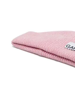 GANNI Intarsia-knit Beanie - Pink