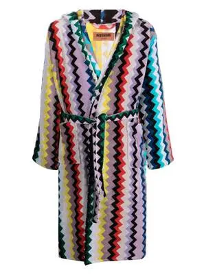 Missoni Zigzag-print Bath Robe - Black