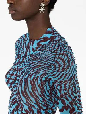 MUGLER Star-print Ruched Midi Dress - Blue