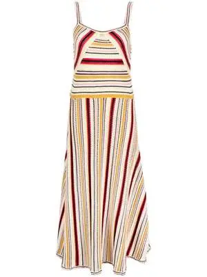 Zimmermann Vitali Striped Crochet-knit Dress - Neutrals