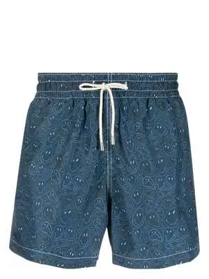 ARRELS BARCELONA Smiley Graphic-print Swim Shorts - Blue