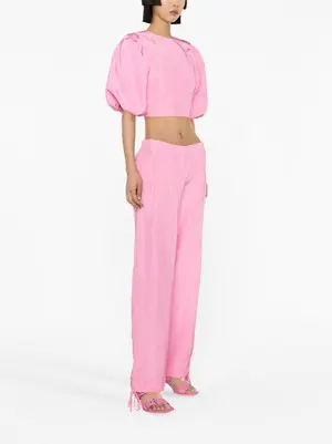 MSGM Puff-sleeved Crop Top - Pink