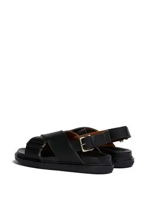 Marni Leather Fussbett Sandals - Black