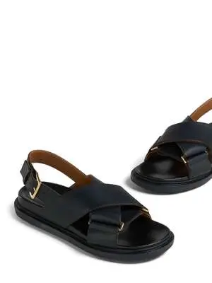 Marni Leather Fussbett Sandals - Black