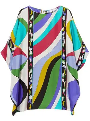 Emilio Pucci Pesci-print Silk Kaftan Dress - Blue
