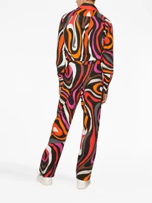 Emilio Pucci Wave-print High-waist Trousers