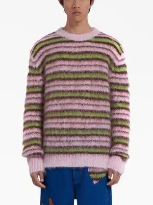 Marni Striped Mohair-blend Jumper - Pink