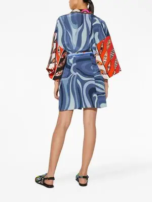 Emilio Pucci Graphic-print Silk Robe Minidress